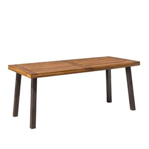 christopher knight home 298192 spanish bay acacia wood outdoor dining table | perfect for patio | with teak finis, brown