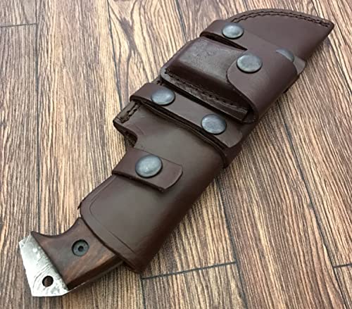 TR-1168 Custom Handmade Damascus Steel 10 Inches Tracker Knife - Perfect Grip walnut wood Handle (TR-987) (TR-2195)