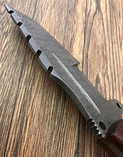 TR-1168 Custom Handmade Damascus Steel 10 Inches Tracker Knife - Perfect Grip walnut wood Handle (TR-987) (TR-2195)