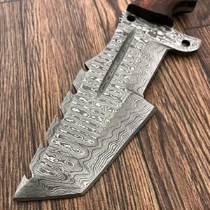 TR-1168 Custom Handmade Damascus Steel 10 Inches Tracker Knife - Perfect Grip walnut wood Handle (TR-987) (TR-2195)