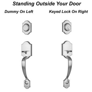 Dynasty Hardware DEN-HER-405-15L Denver Front Door Dummy Handleset, Satin Nickel, with Heritage Lever, Left Hand