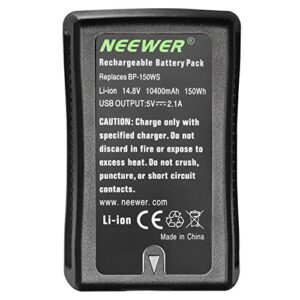 Neewer V Mount/V Lock Battery - 150Wh 14.4V 10400mAh Rechargeable Li-ion Battery for Broadcast Video Camcorder,Compatible with Sony HDCAM, XDCAM, Digital Cinema Cameras and Other Camcorders