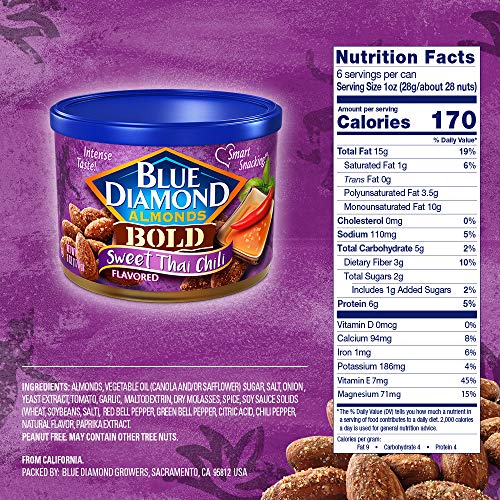 Blue Diamond Almonds Sweet Thai Chili Flavored Snack Nuts, 6 Ounce (Pack of 1)