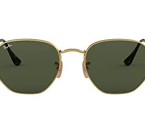 Ray-Ban RB3548N Hexagonal Flat Lens Sunglasses, Gold/G-15 Green, 54 mm