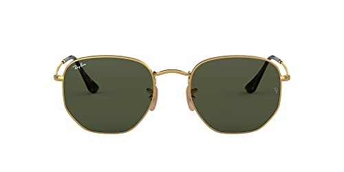 Ray-Ban RB3548N Hexagonal Flat Lens Sunglasses, Gold/G-15 Green, 54 mm