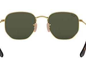 Ray-Ban RB3548N Hexagonal Flat Lens Sunglasses, Gold/G-15 Green, 54 mm