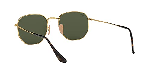 Ray-Ban RB3548N Hexagonal Flat Lens Sunglasses, Gold/G-15 Green, 54 mm