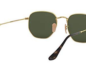 Ray-Ban RB3548N Hexagonal Flat Lens Sunglasses, Gold/G-15 Green, 54 mm