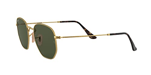 Ray-Ban RB3548N Hexagonal Flat Lens Sunglasses, Gold/G-15 Green, 54 mm