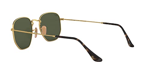 Ray-Ban RB3548N Hexagonal Flat Lens Sunglasses, Gold/G-15 Green, 54 mm