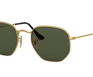 Ray-Ban RB3548N Hexagonal Flat Lens Sunglasses, Gold/G-15 Green, 54 mm