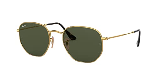 Ray-Ban RB3548N Hexagonal Flat Lens Sunglasses, Gold/G-15 Green, 54 mm