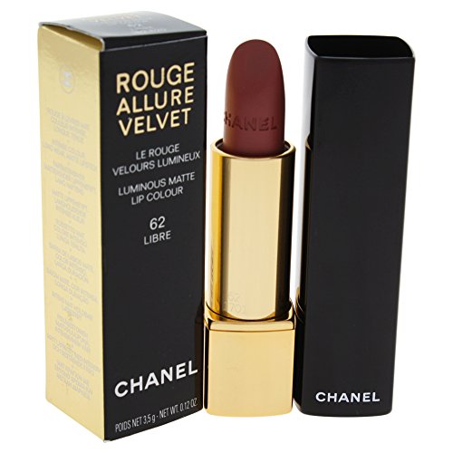 Chanel Rouge Allure Velvet Luminous Matte Lip Colour for Women, Libre, 0.12 Ounce