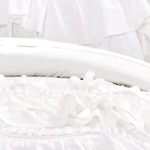 Lush Decor Kemmy Quilt Ruffled Textured 2 Piece Twin Size Bedding Set, White