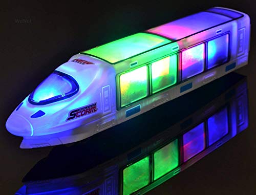 WolVolk Beautiful 3D Lightning Electric Train Toy for Kids with Music, goes Around and Changes Directions on Contact