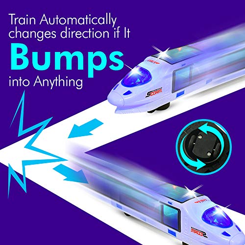 WolVolk Beautiful 3D Lightning Electric Train Toy for Kids with Music, goes Around and Changes Directions on Contact