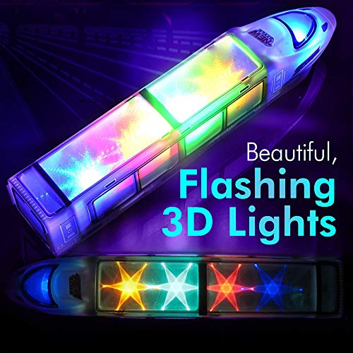 WolVolk Beautiful 3D Lightning Electric Train Toy for Kids with Music, goes Around and Changes Directions on Contact