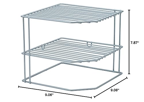 Kitchen Details Corner Shelf Organizer | Cabinet & Countertop Storage | Plates | Cups | Bowls | Grey