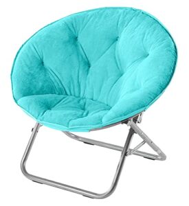 urban shop faux fur saucer chair, aqua blue