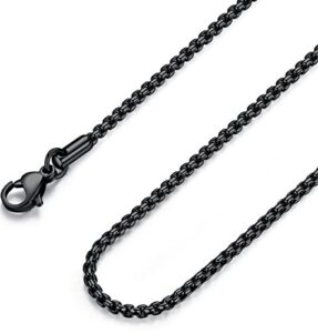 fosir 2-4mm mens womens stainless steel black rolo cable chain necklace 18-36 inch