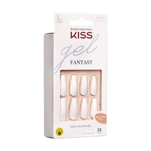 KISS Gel Fantasy Collection Sculpted Fake Nails Manicure Set, True Color', with Nail File and Glue & 28 Glue-On Nails