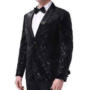 Men's luxury Casual Dress Suit Slim Fit Stylish Blazer Black Large, Black, Large