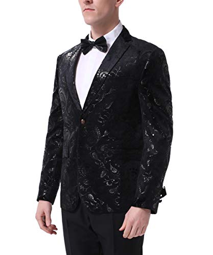 Men's luxury Casual Dress Suit Slim Fit Stylish Blazer Black Large, Black, Large