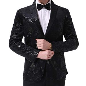 Men's luxury Casual Dress Suit Slim Fit Stylish Blazer Black Large, Black, Large