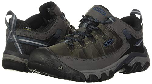 KEEN Men's Targhee 3 Low Height Waterproof Hiking Shoes, Steel Grey/Captains Blue, 10