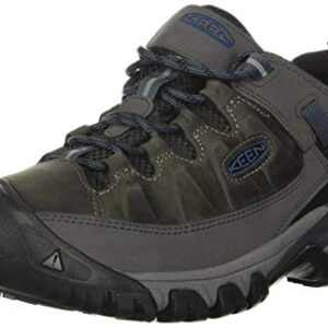 KEEN Men's Targhee 3 Low Height Waterproof Hiking Shoes, Steel Grey/Captains Blue, 10