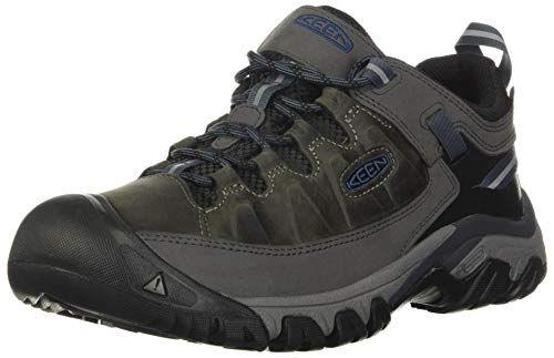 KEEN Men's Targhee 3 Low Height Waterproof Hiking Shoes, Steel Grey/Captains Blue, 10