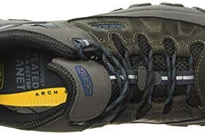 KEEN Men's Targhee 3 Low Height Waterproof Hiking Shoes, Steel Grey/Captains Blue, 10