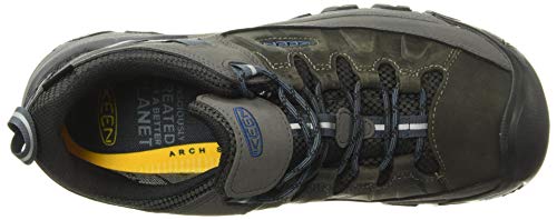 KEEN Men's Targhee 3 Low Height Waterproof Hiking Shoes, Steel Grey/Captains Blue, 10