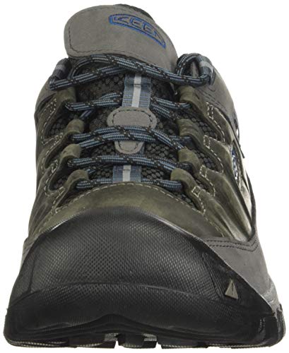 KEEN Men's Targhee 3 Low Height Waterproof Hiking Shoes, Steel Grey/Captains Blue, 10