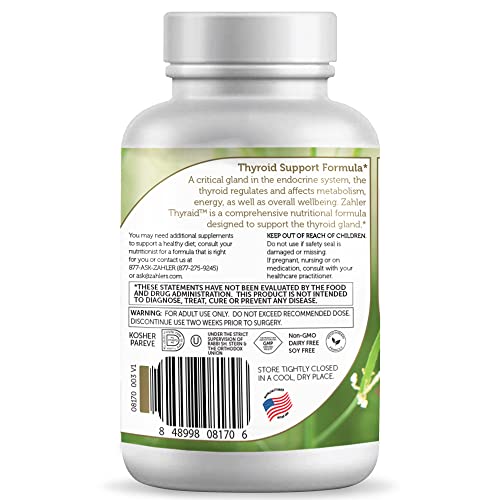 Zahler Thyraide, Thyroid Support Supplement with Iodine and L-Tyrosine, Helps Maintain Thyroid Health & Metabolism, Certified Kosher, 60 Capsules