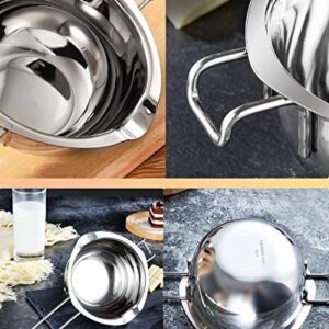 Stainless Steel Double Boiler Pot for Melting Chocolate, Candy and Candle Making (18/8 Steel, 2 Cup Capacity, 480ML)