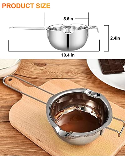 Stainless Steel Double Boiler Pot for Melting Chocolate, Candy and Candle Making (18/8 Steel, 2 Cup Capacity, 480ML)