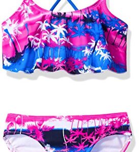 Kanu Surf Girls' Alania Flounce Bikini Beach Sport 2 Piece Swimsuit, Alice Blue, 7