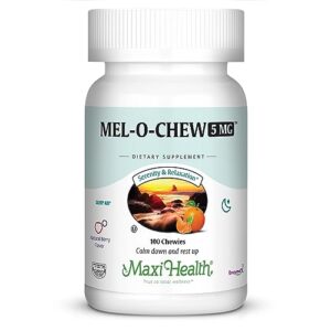 maxi health extra-strength mel-o-chew 5 mg kosher chewable melatonin, berry flavor (100 tablets)