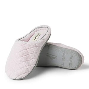 Dearfoams Women's Leslie Washable Memory Foam Terry Clog with Wide Widths Slipper, Fresh Pink, Medium