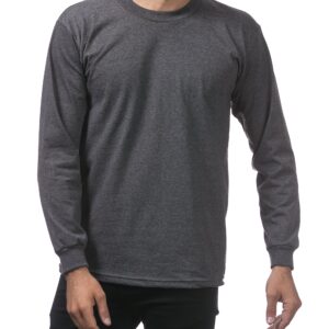 Pro Club Men's Heavyweight Cotton Long Sleeve Crew Neck T-Shirt, Large/Tall, Charcoal