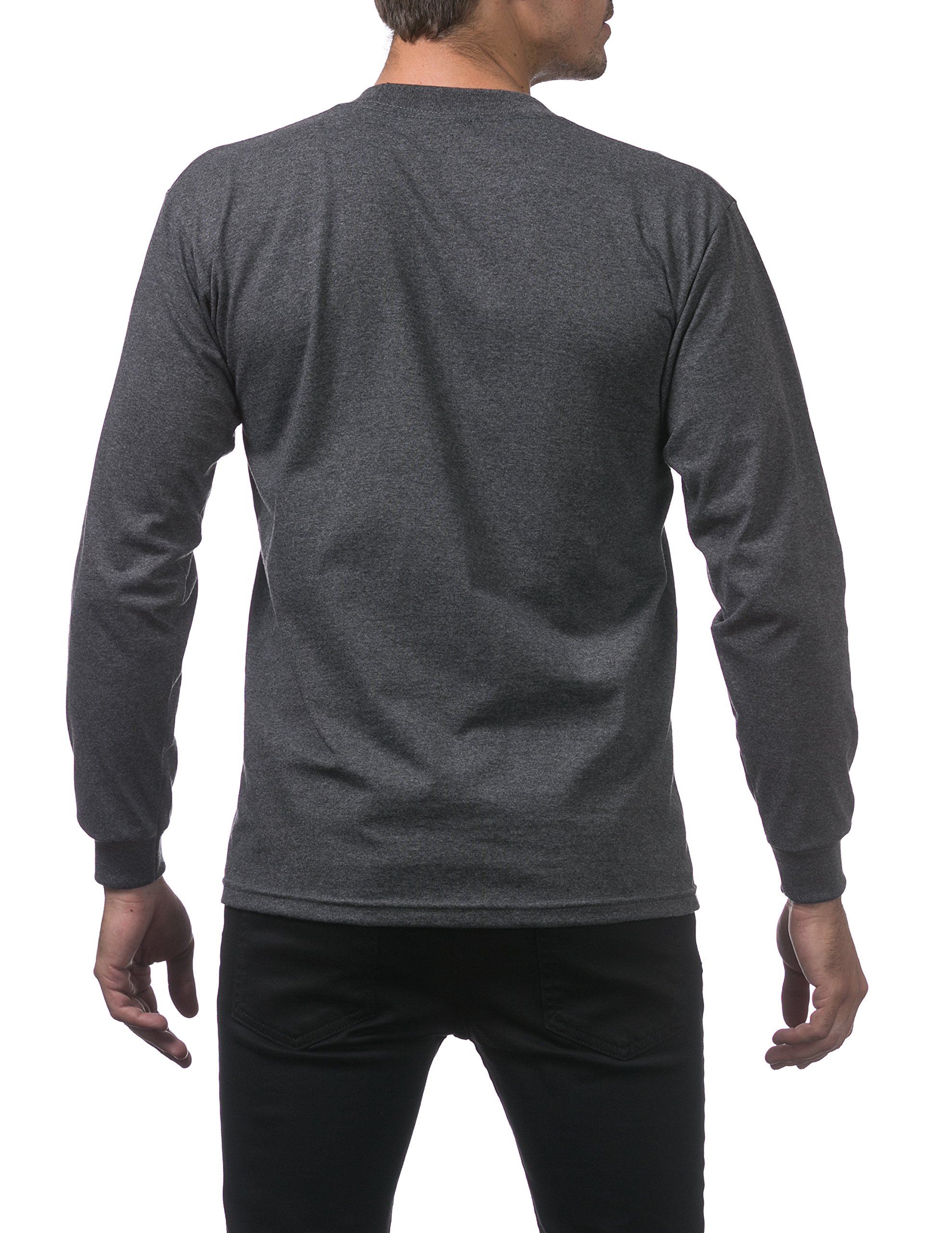 Pro Club Men's Heavyweight Cotton Long Sleeve Crew Neck T-Shirt, Large/Tall, Charcoal