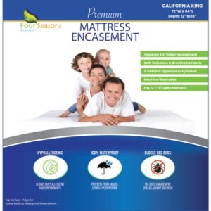 california king mattress protector zippered bedbug waterproof encasement hypoallergenic premium bed bug cover white