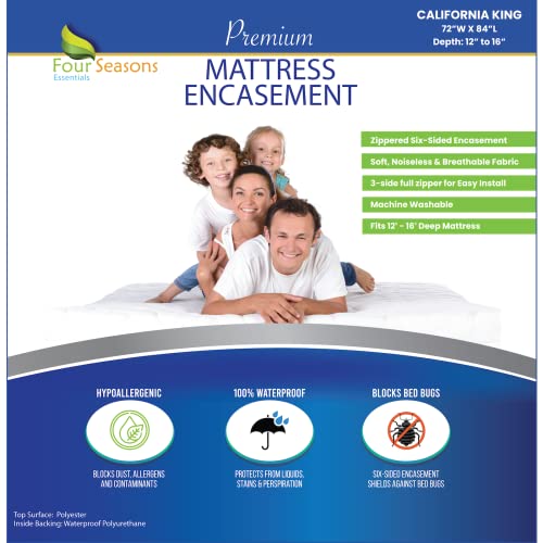 California King Mattress Protector Zippered Bedbug Waterproof Encasement Hypoallergenic Premium Bed Bug Cover White