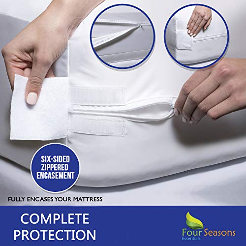 California King Mattress Protector Zippered Bedbug Waterproof Encasement Hypoallergenic Premium Bed Bug Cover White