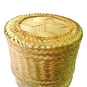 Thai Traditional Handmade ''Kra-Tip'' Sticky Rice Serving Basket Medium Size 5''x4"