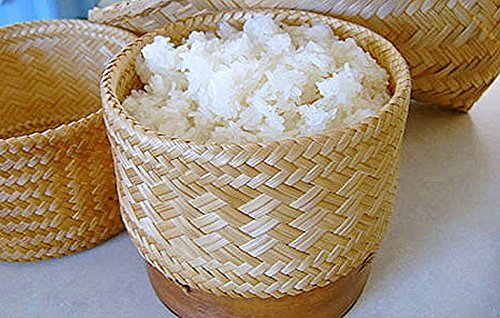 Thai Traditional Handmade ''Kra-Tip'' Sticky Rice Serving Basket Medium Size 5''x4"