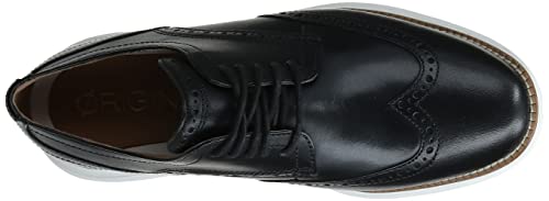 Cole Haan Men's Original Grand Shortwing Oxford Shoe, Black Leather/White, 12 Medium US