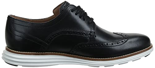 Cole Haan Men's Original Grand Shortwing Oxford Shoe, Black Leather/White, 12 Medium US