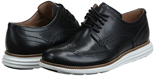 Cole Haan Men's Original Grand Shortwing Oxford Shoe, Black Leather/White, 12 Medium US